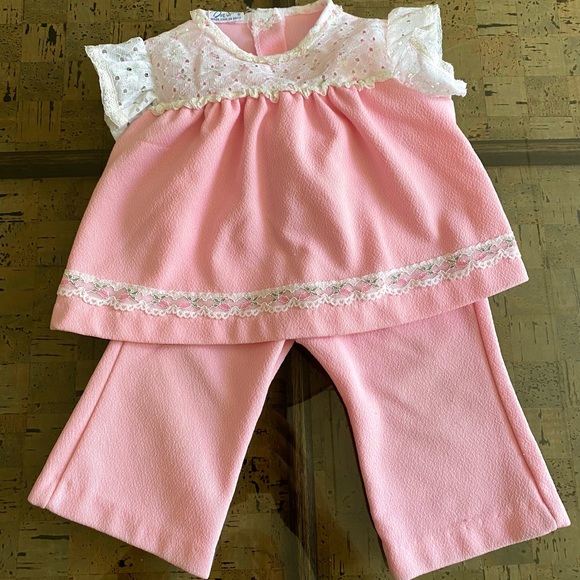 Vintage | Matching Sets | Vtg 7s Doe Spun Baby Pink Polyester 2 Piece ...